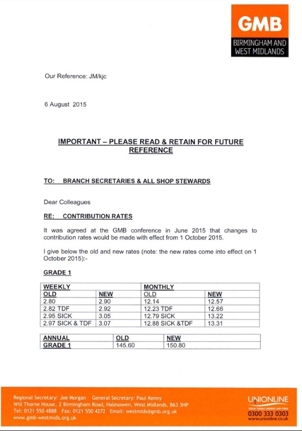 Changes to contribution rates | GMB S85 Sandwell Community Branch ...