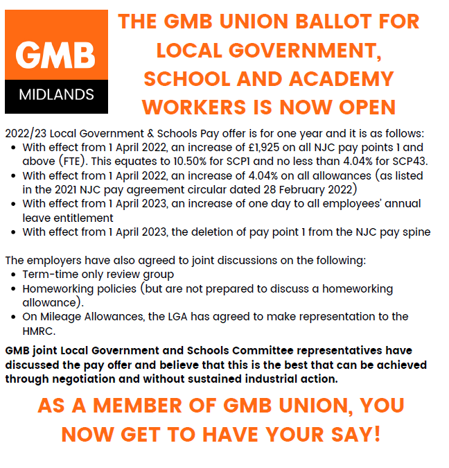 Local Government & School pay ballot – OPEN | GMB S85 Sandwell ...